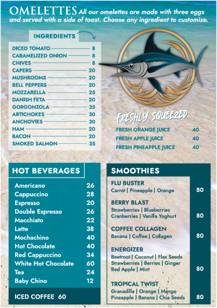 Menu - The Black Marlin Beach Club