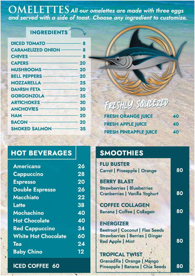 Menu - The Black Marlin Beach Club