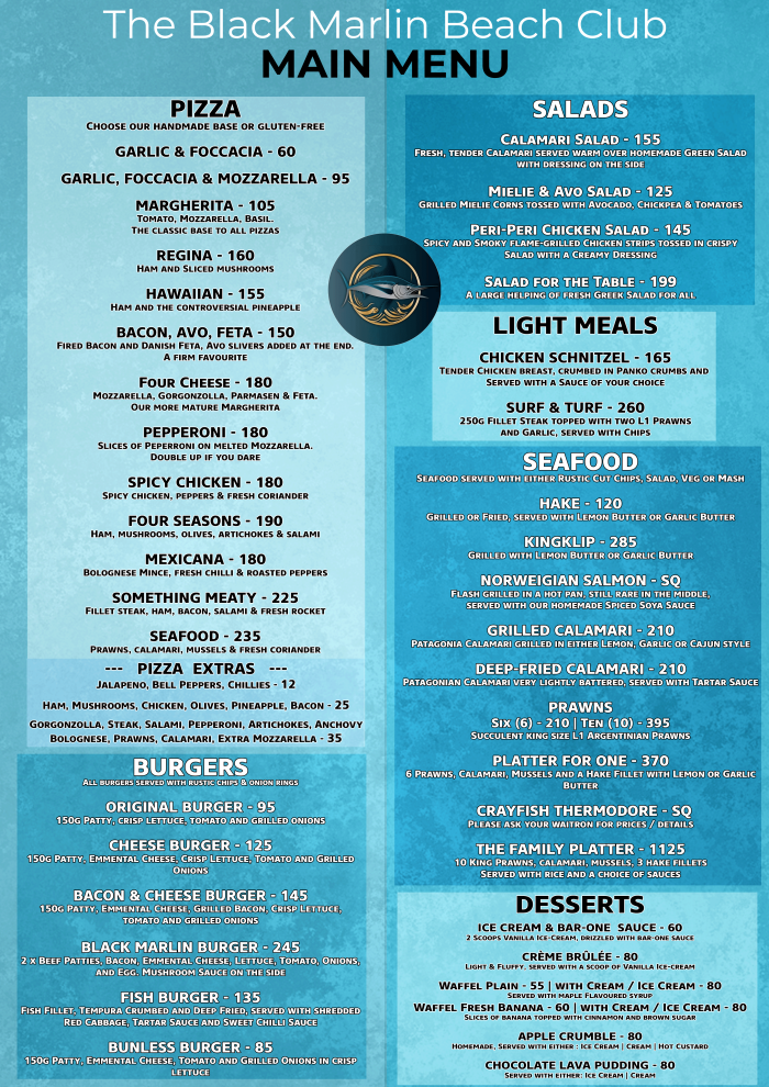 Menu - The Black Marlin Beach Club
